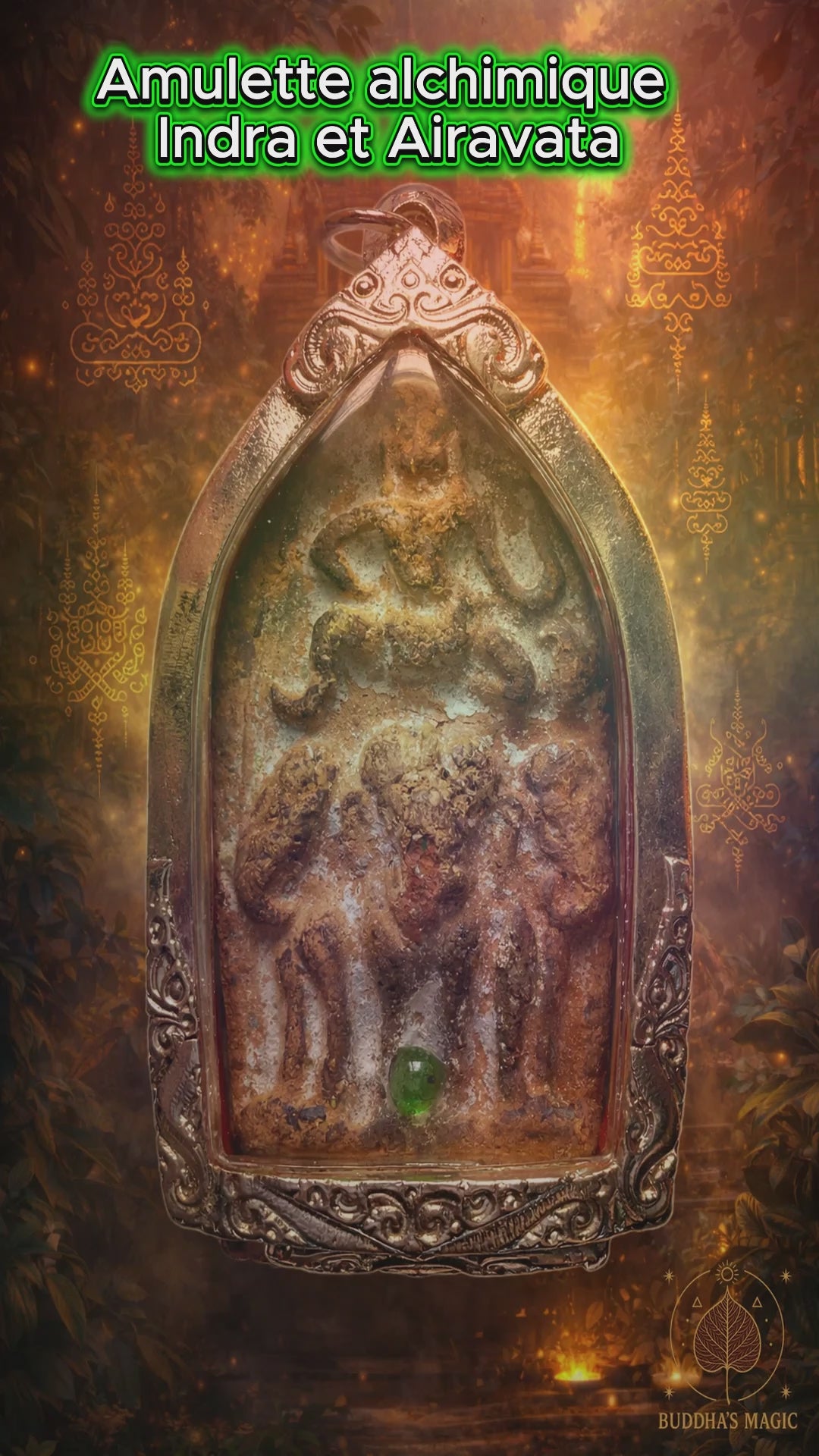 Amulette Indra sur Airavata avec perle verre alchimique # 815 | Magic ...